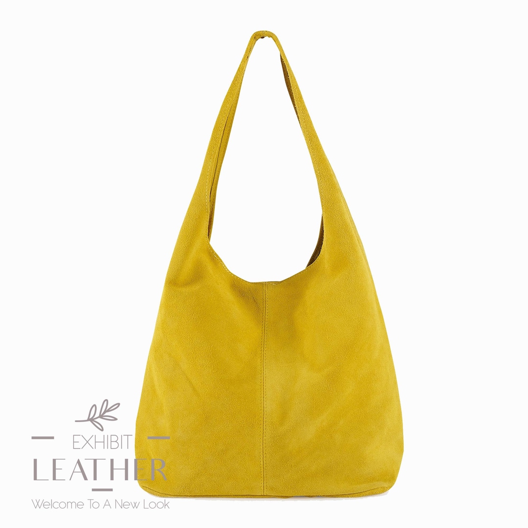 Yellow Suede Leather Hobo Bag: Slouch Shopper - Etsy