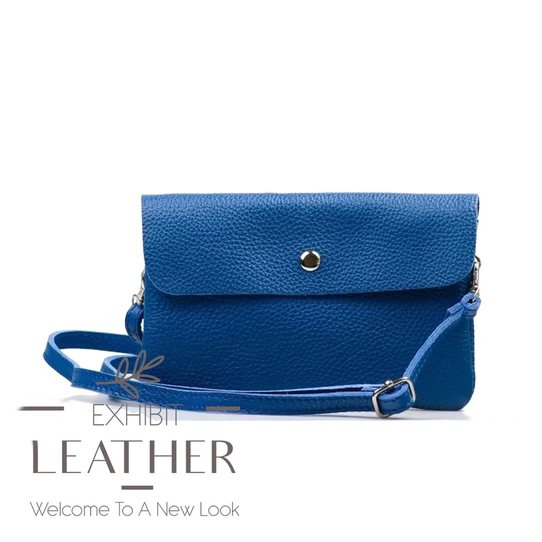 Royal Blue Leather Crossbody Bag: Genuine Leather Clutch - Etsy