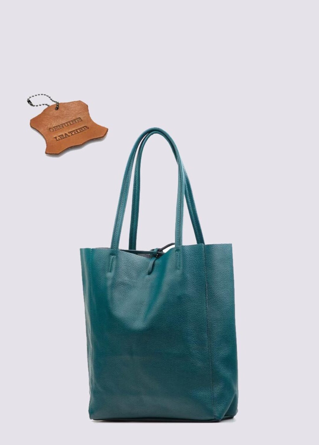 Maxi Tote Leather Bag in Teal, Leather Shopper in Dark Green, Soft ...