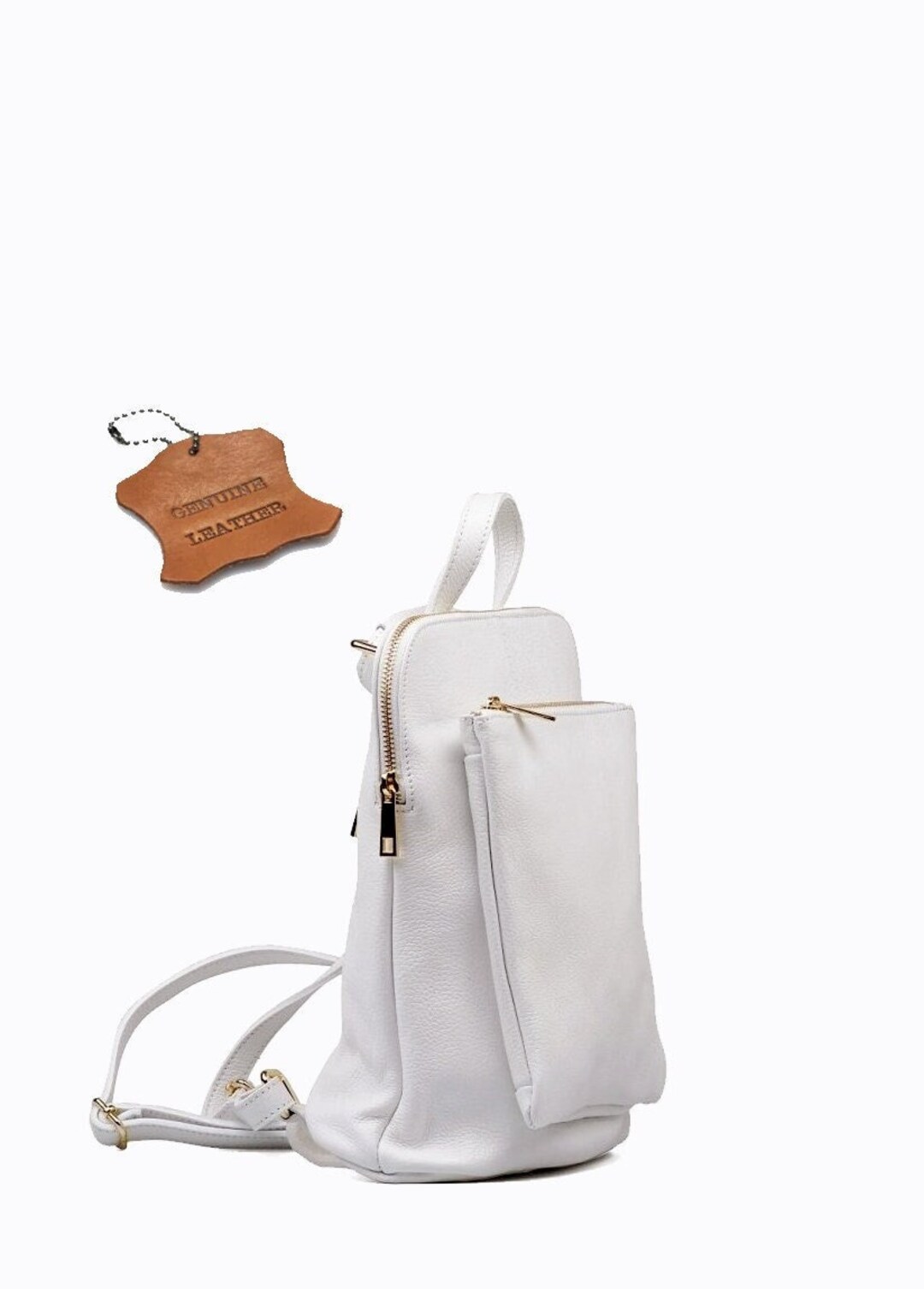 Versatile Genuine Leather Backpack in White: Wear on Back, Shoulder, or ...