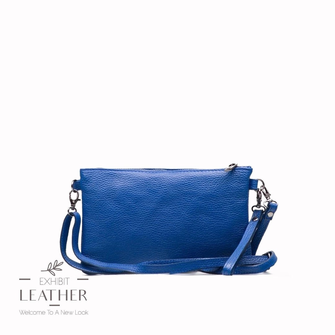Genuine Leather Royal Blue Cross Body Bag, Travel Bag in Electric Blue ...