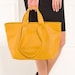 Top Zip Mustard Color Genuine Leather Shoulder Bag, Leather Handbag ...