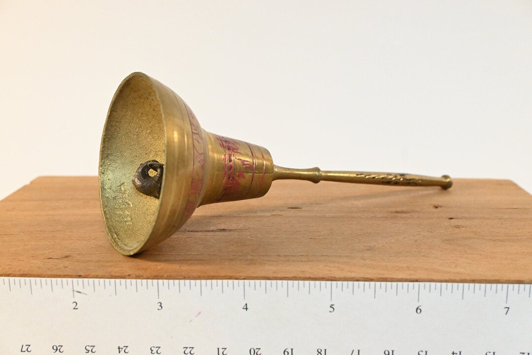 Vintage India Brass Bell With Red Accents - Etsy