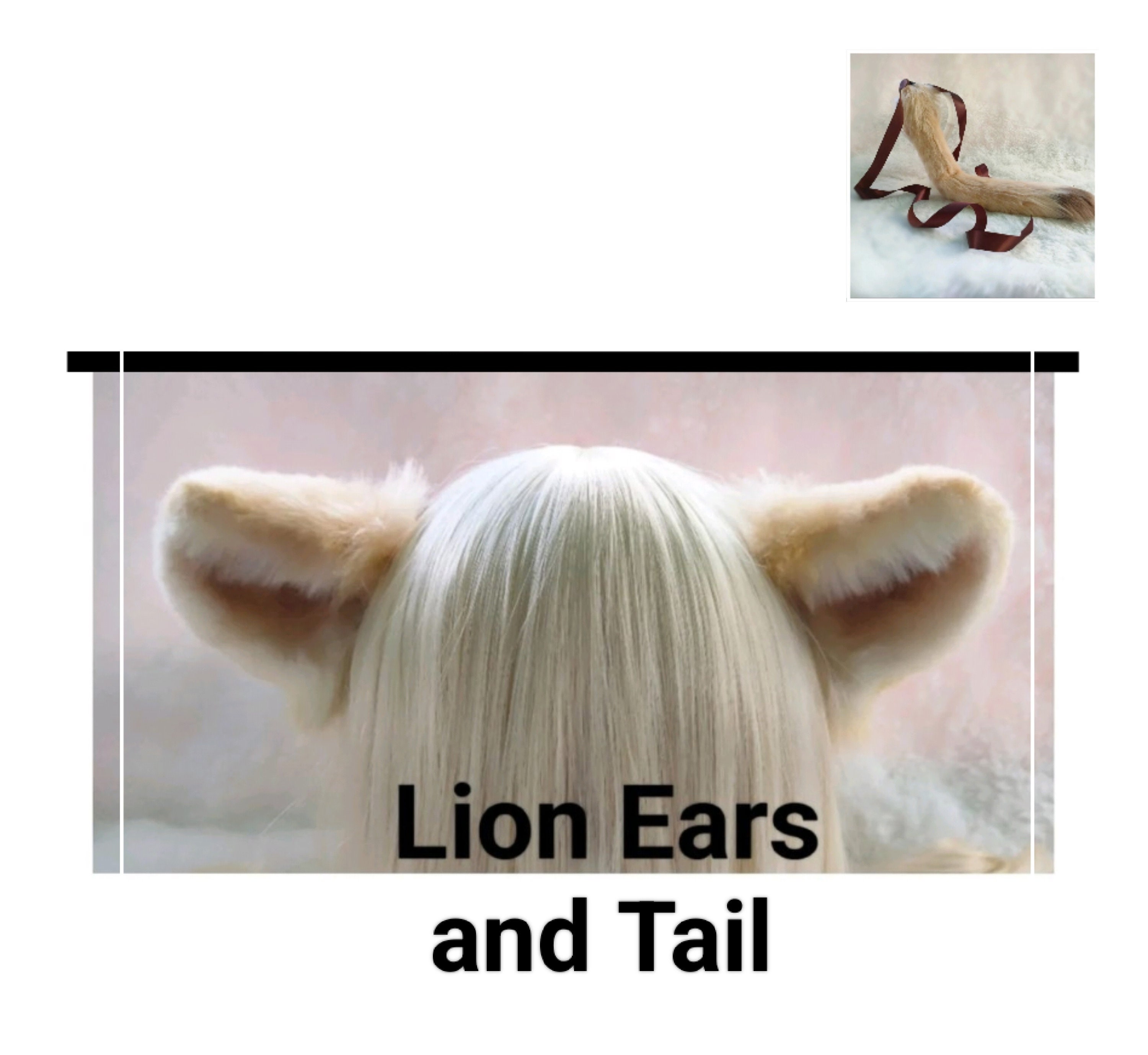 Round Ears Tail. Wild Animals. Vegan Faux Fur Folded Ears Lion Tiger ...