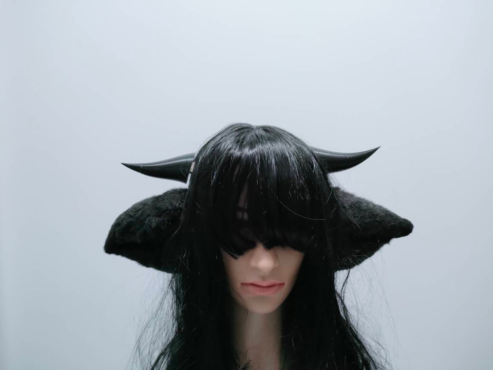 Black Cow Faux Fur Ears Tail Ram Horns Horned Bull Guzerat Fantasy Goat ...