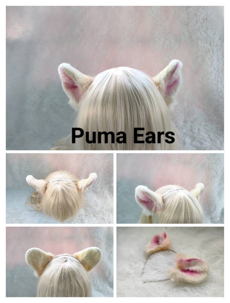 Round Ears Tail. Wild Animals. Vegan Faux Fur Folded Ears Lion Tiger ...