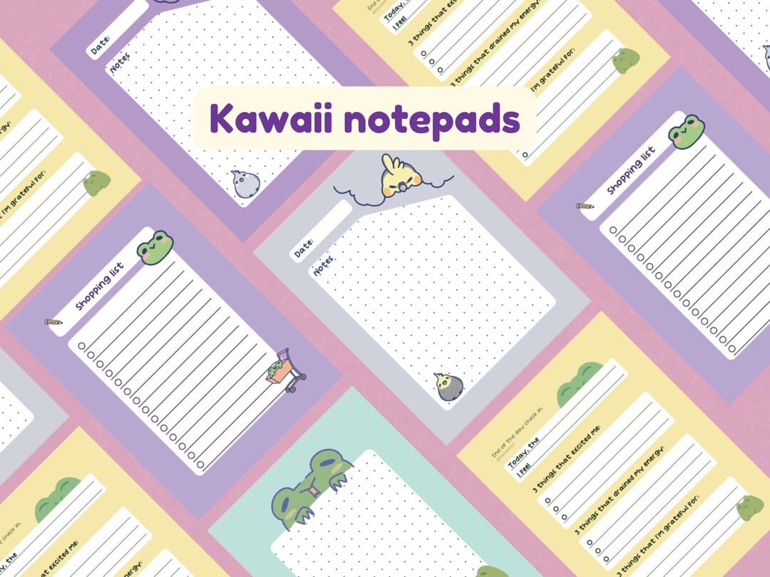 Cute Animal Themed Notepads 50 Sheets Kawaii Frog Shopping - Etsy