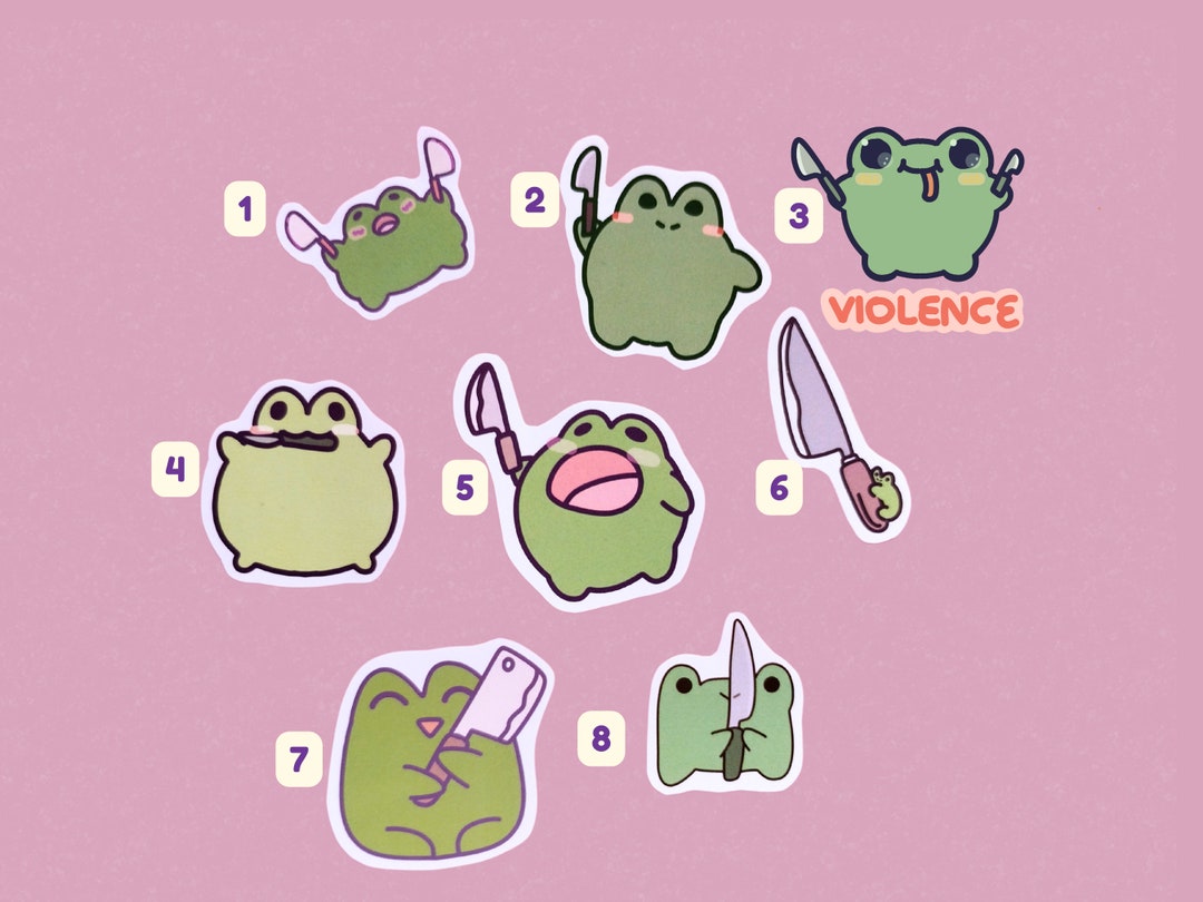 Frog With Knifes Sticker Pack Violent Frogs Sticker Bundle - Etsy