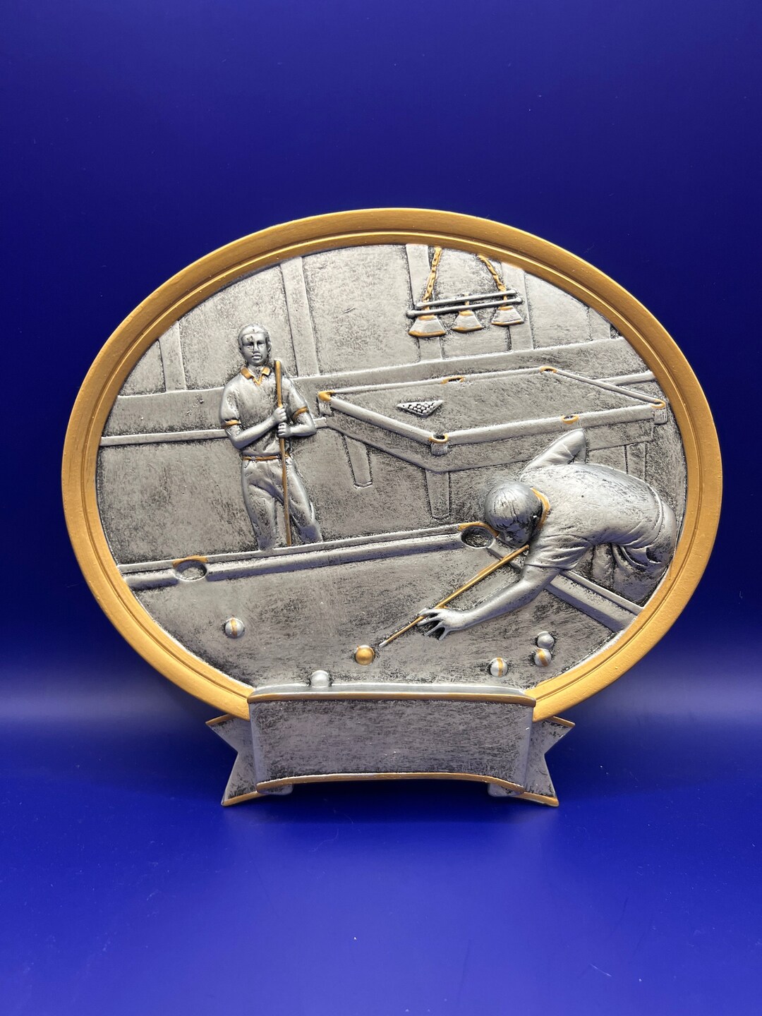 Pool Oval Plaque, Male, Silver With Gold Accents - Etsy