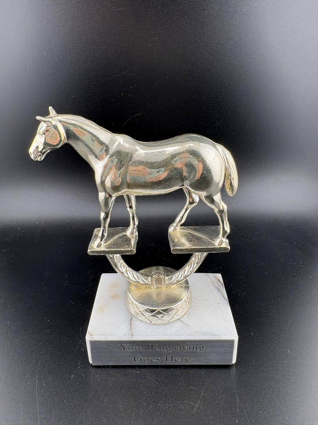Vintage Silver Horse Trophy on Marble Base With Custom Personalized ...