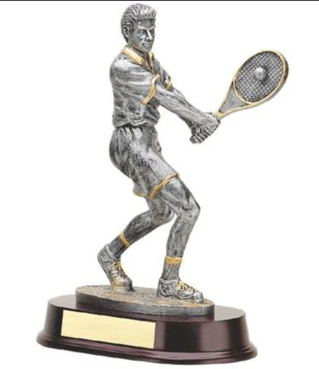 Male Tennis Player Silver and Gold Resin Trophy - Etsy