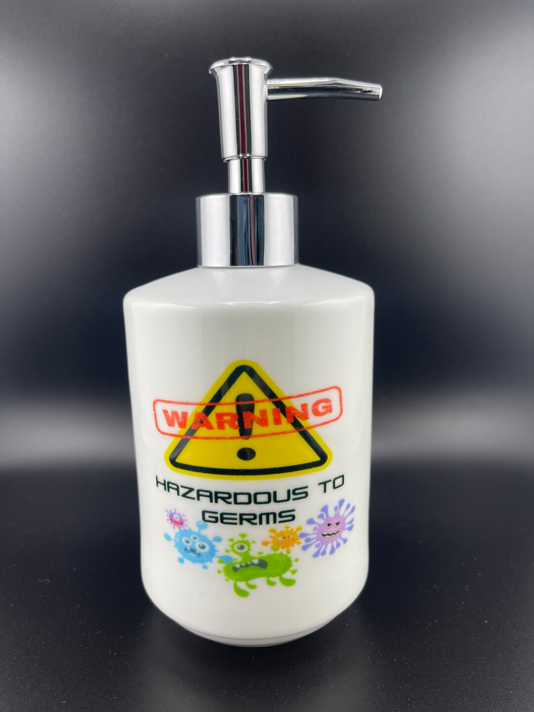 Funny Ceramic 16 Oz Soap Dispenser With Silver Pump "hazardous to Germs ...
