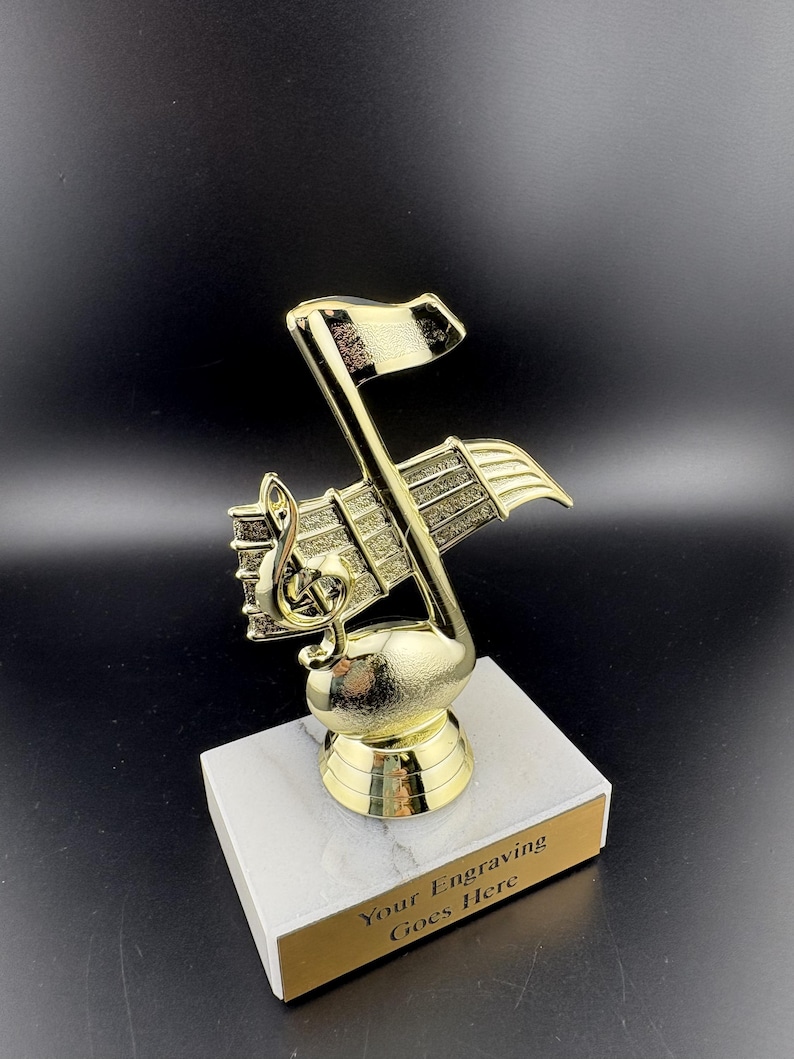 Music Note Trophy on Marble Base With Custom Personalized Gold Plate ...