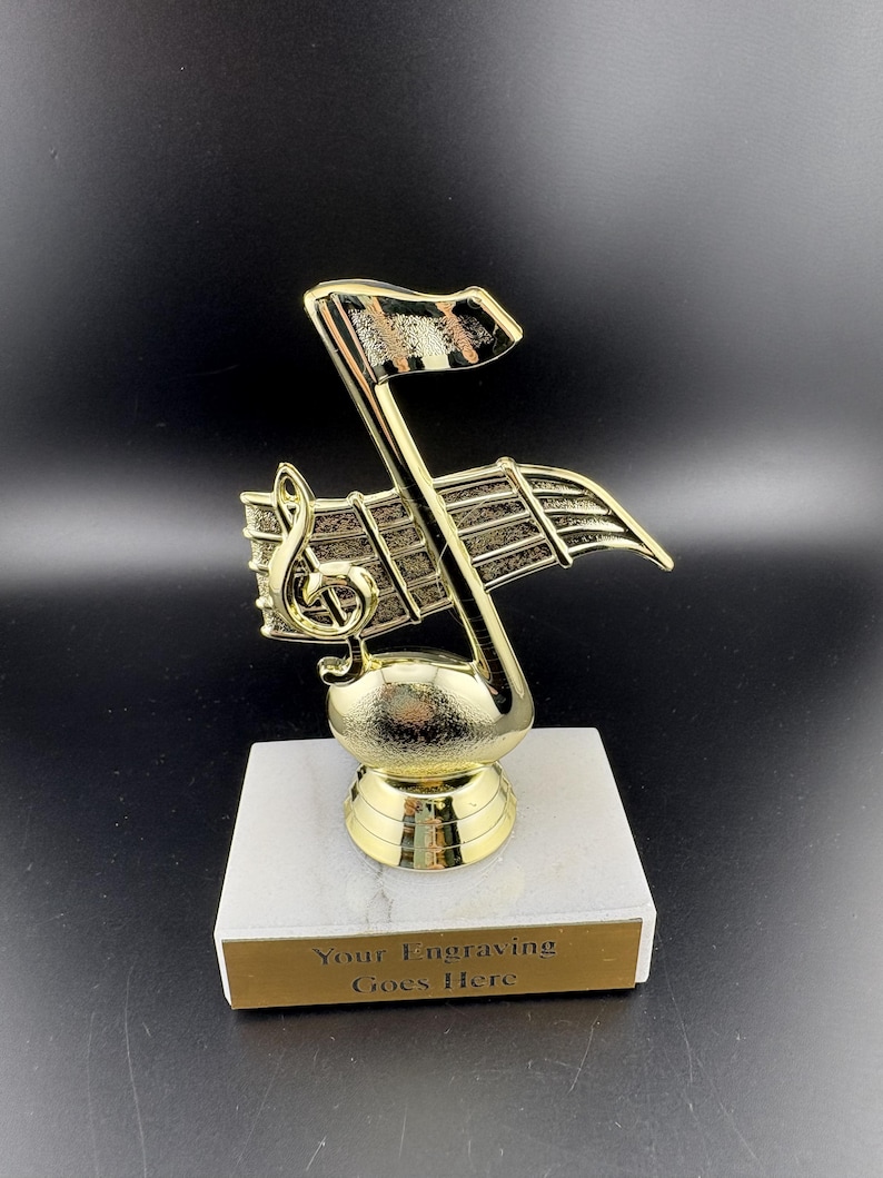 Music Note Trophy on Marble Base With Custom Personalized Gold Plate ...