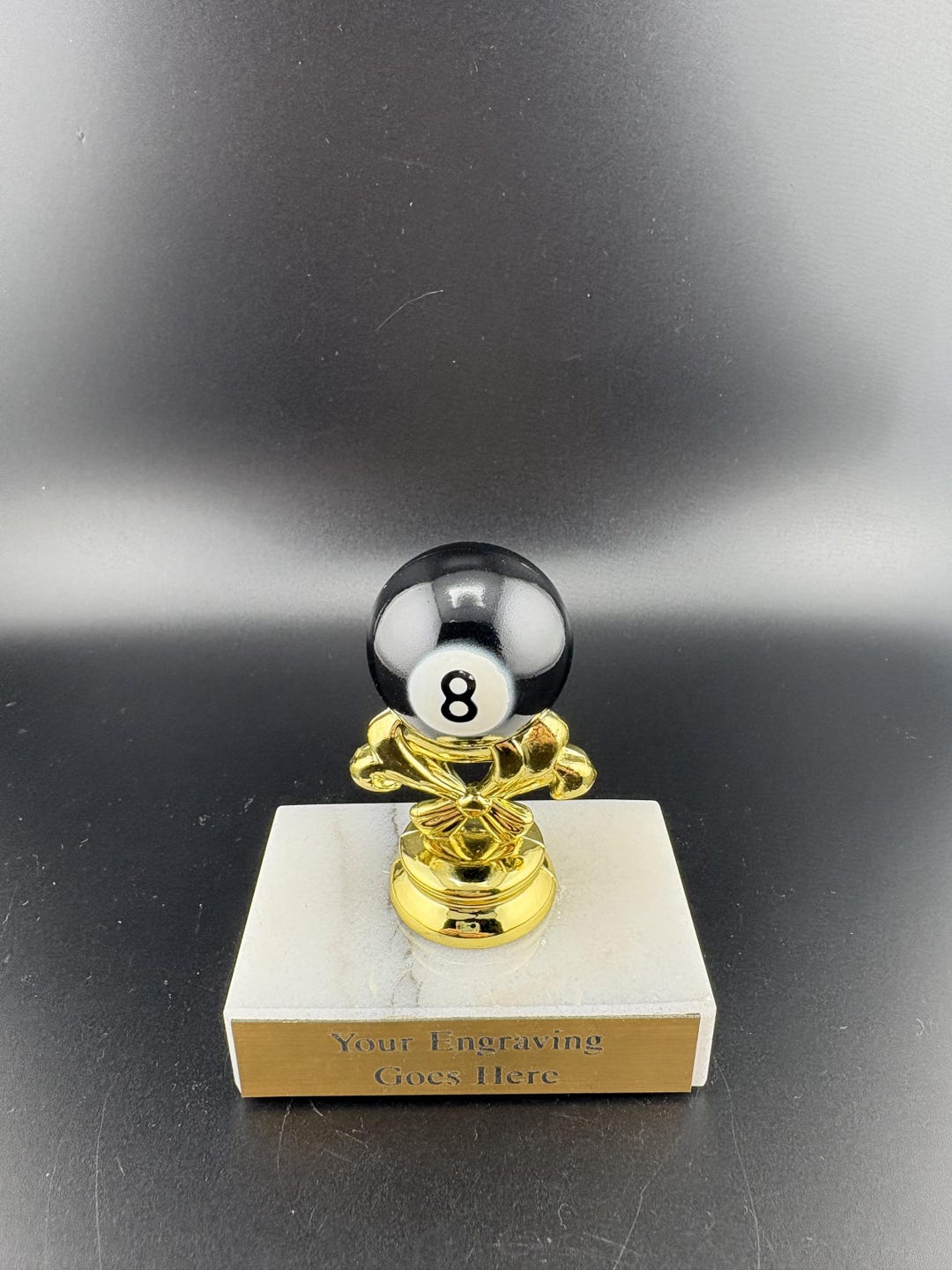 8 Ball Trophy on Marble Base With Custom Personalized Gold Plate - 2 1/ ...