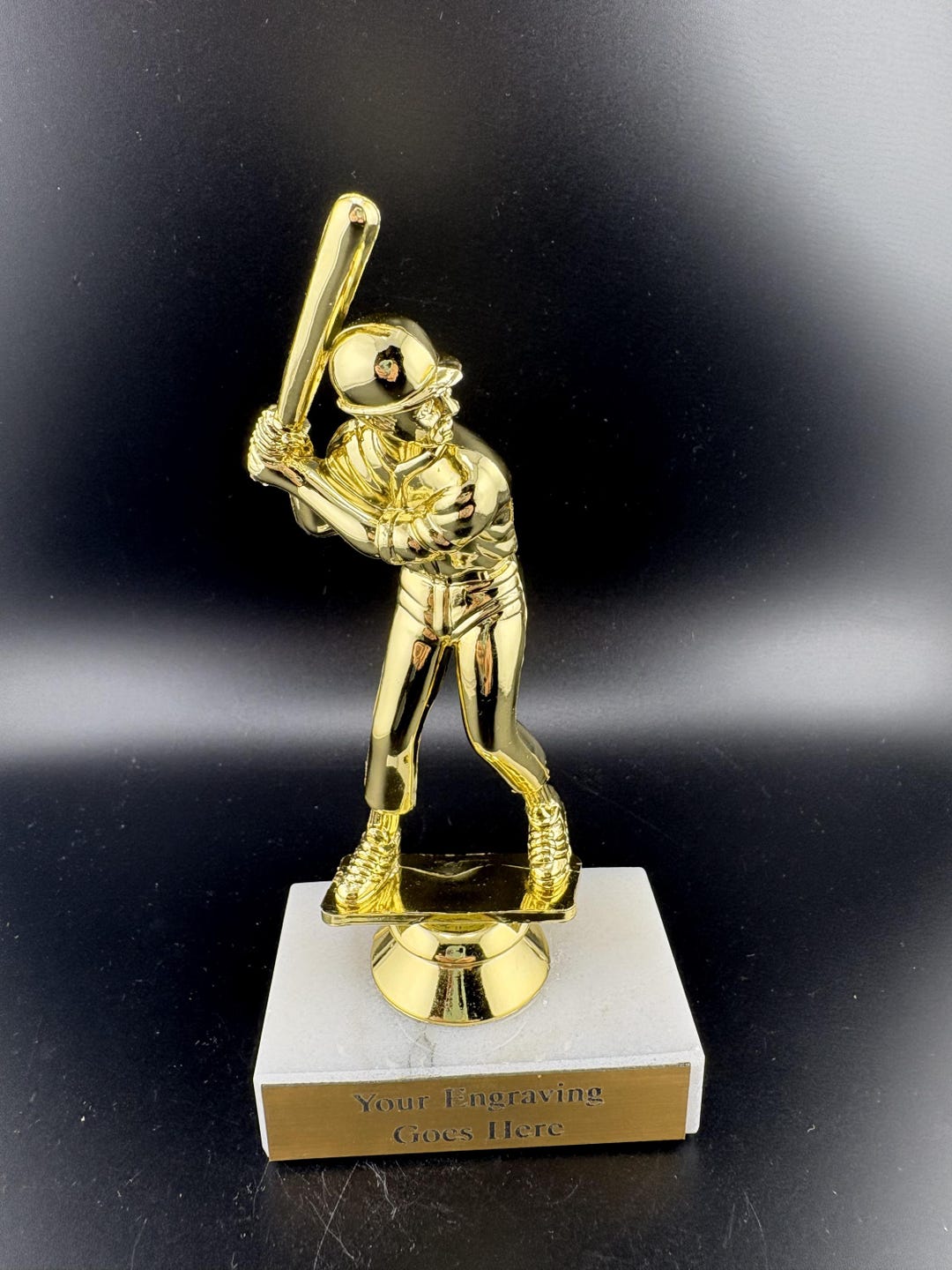 Baseball Player Trophy on Marble Base With Custom Personalized Gold ...