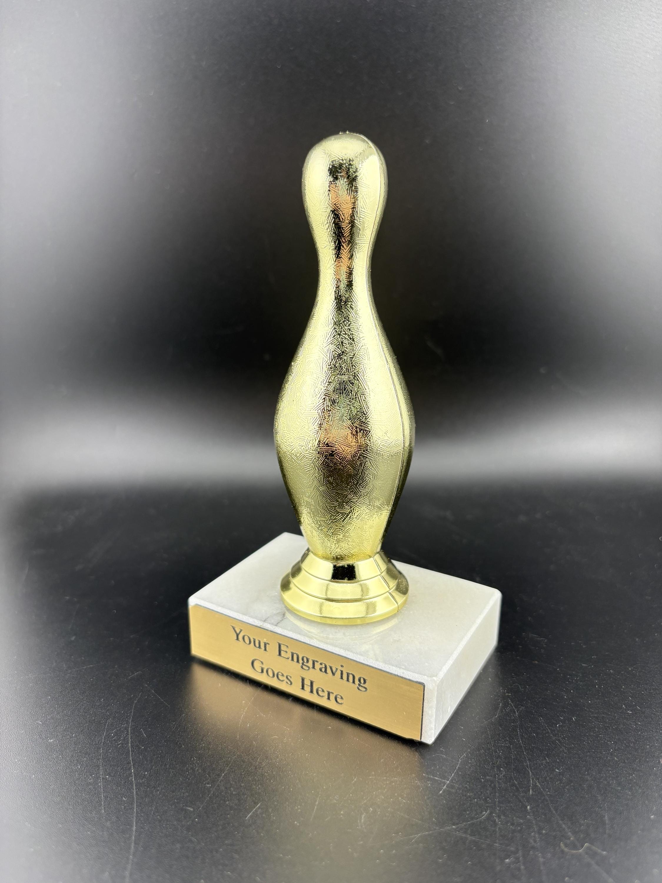 Bowling Pin Trophy on Marble Base With Custom Personalized Gold Plate ...
