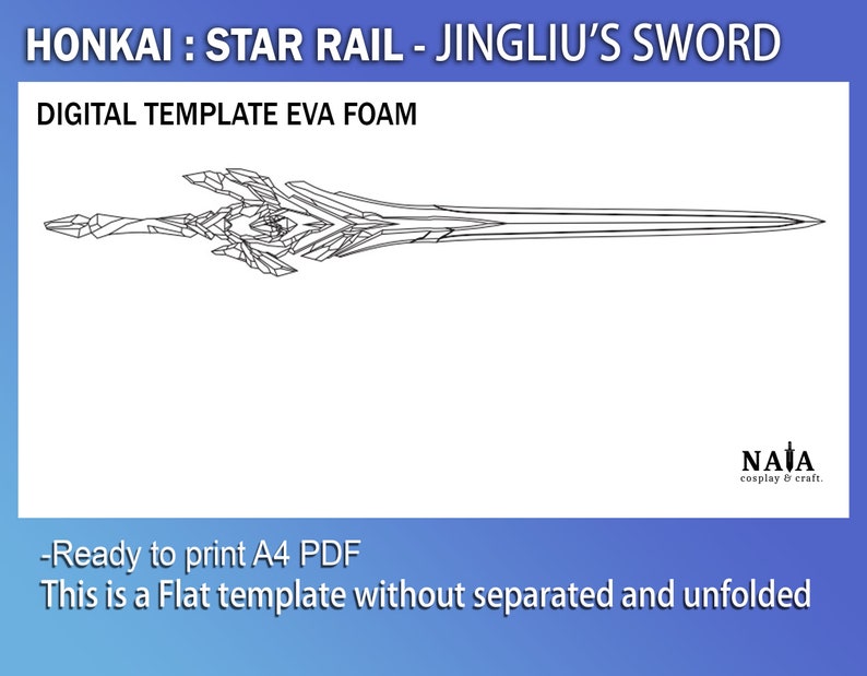 Honkai Star Rail Jingliu Sword Cosplay Prop Digital DIY Template ...