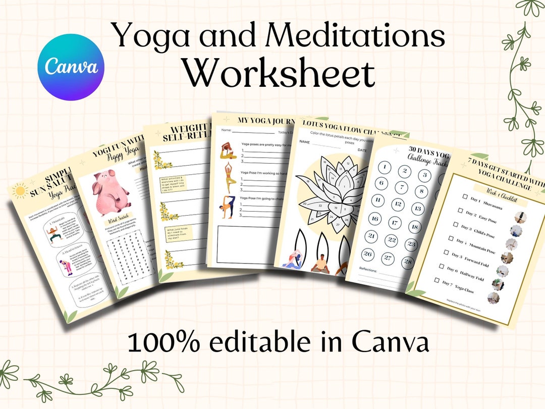 Yoga and Meditations Worksheet| Coaching Client Toolkit| Editable Canva ...