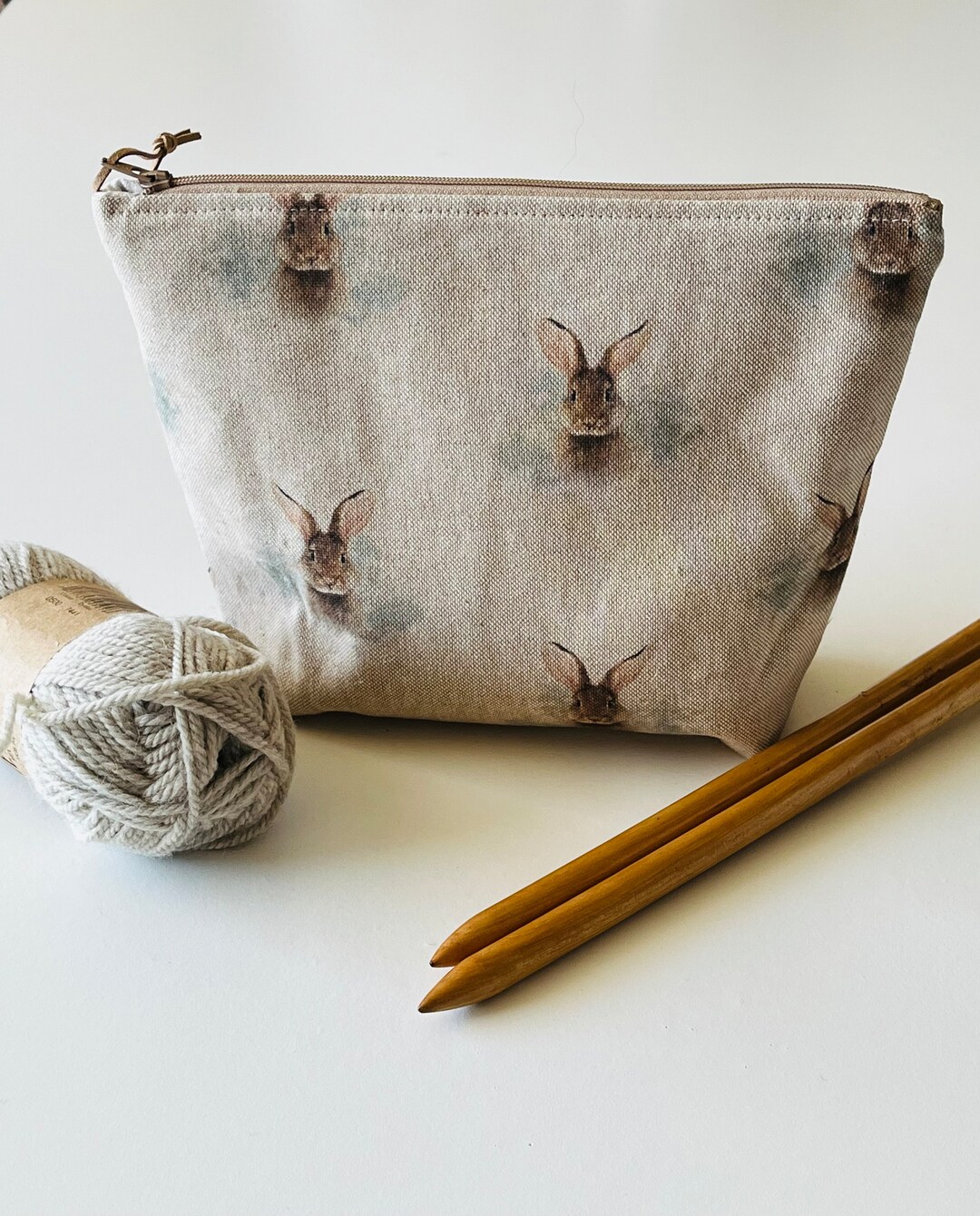 Sock Project Bag, Rabbit Project Bag, Zip Bag, Small Project Bag, Yarn ...