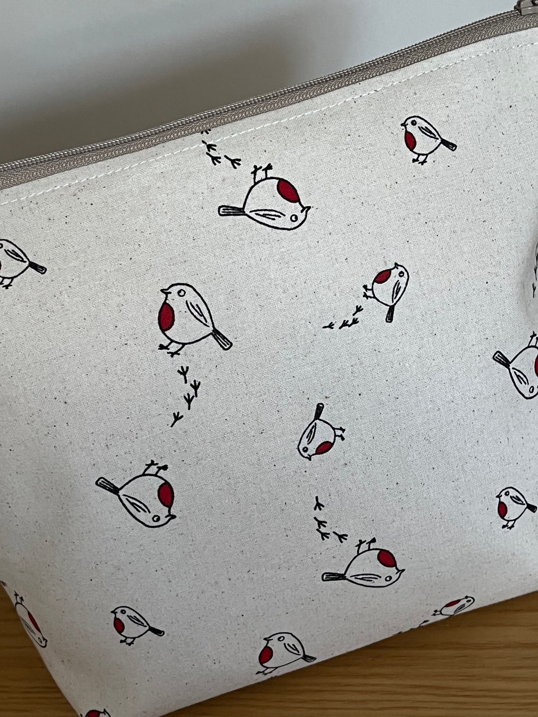 Sock Project Bag, Cute Robins Project Bag, Zip Bag, Small Project Bag ...