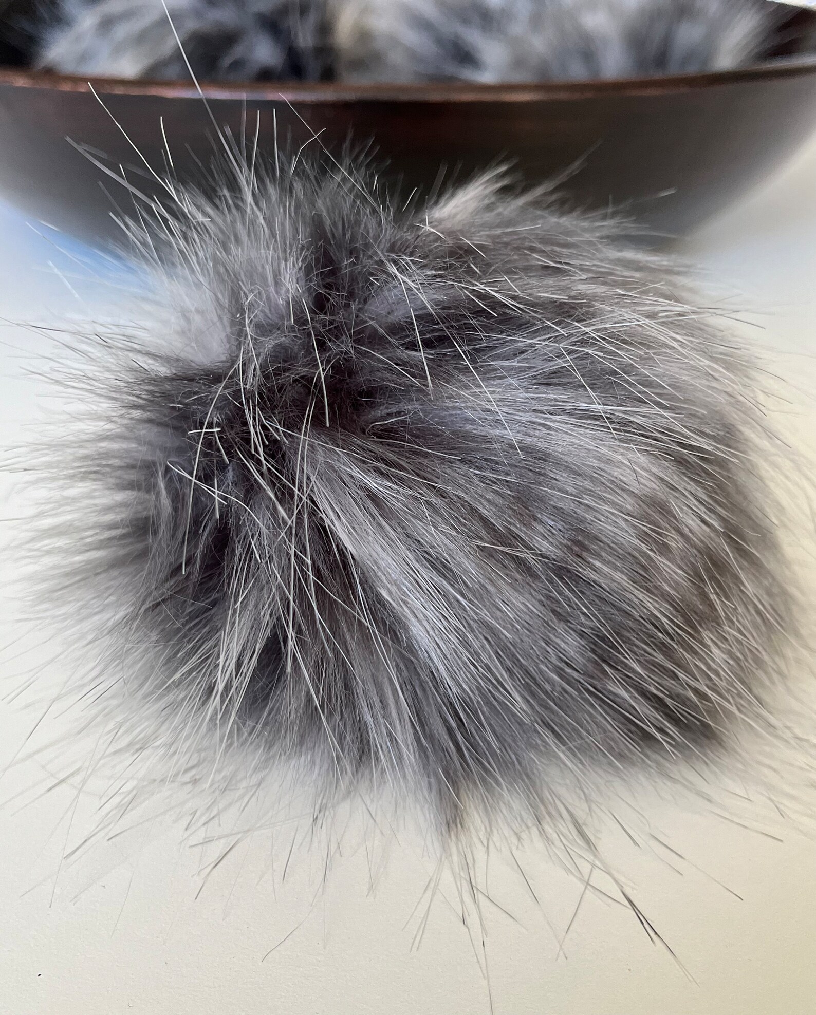 Handmade Faux Fur Pom Pom, Grey Tiger, Luxury Pom Pom, Beanie Pom, Pom ...