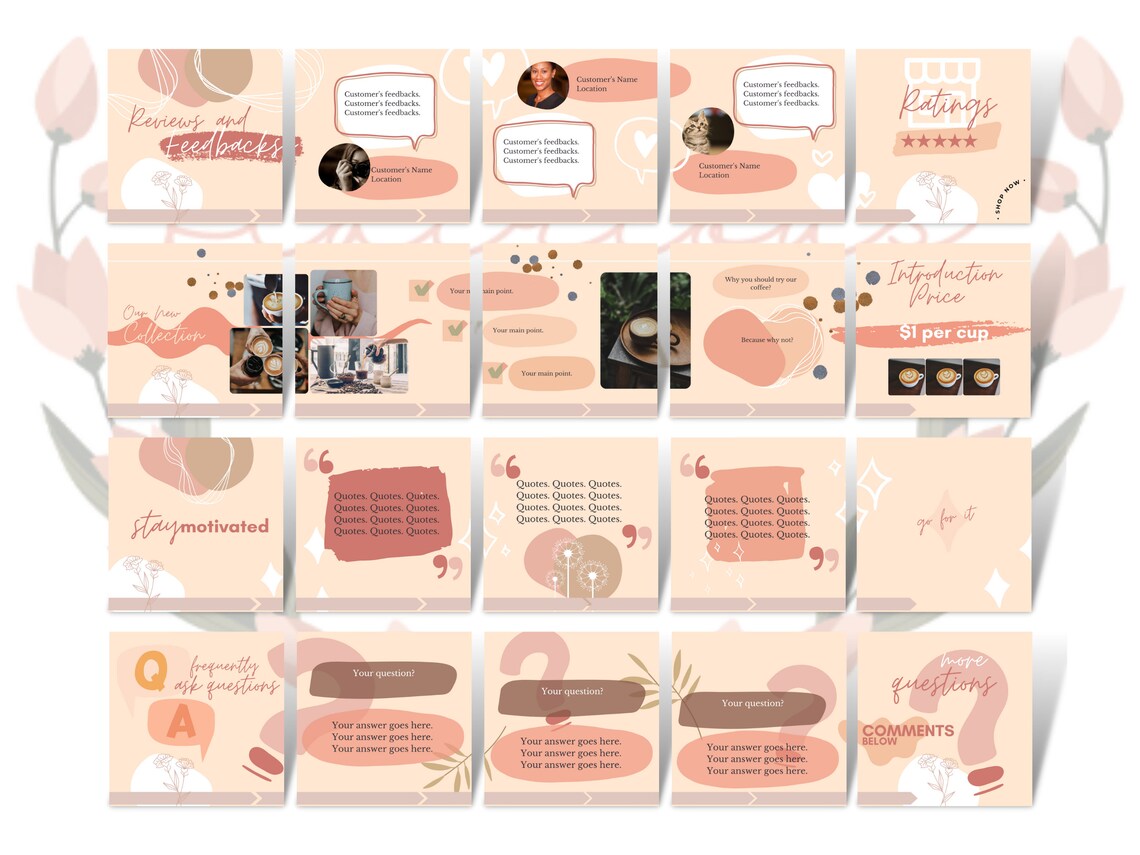 Pink Blush Instagram Carousel Post Templates, Canva Templates for IG ...
