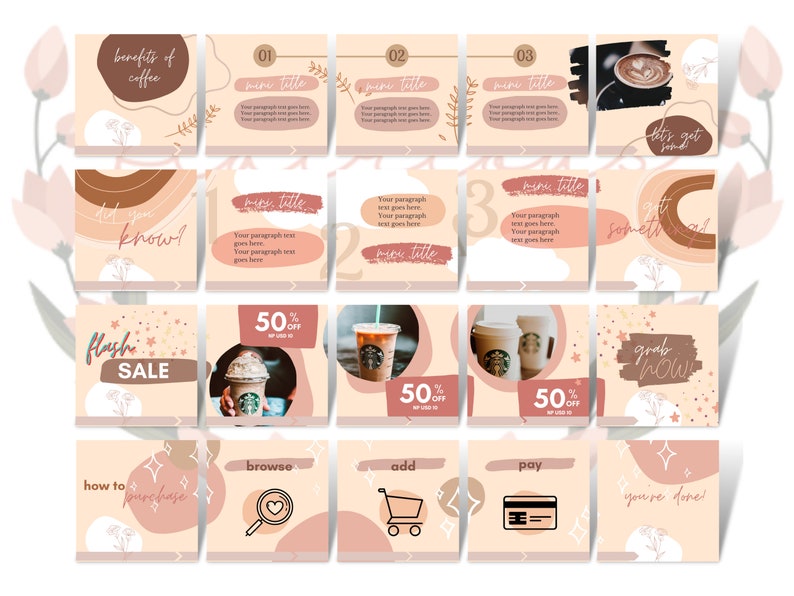 Pink Blush Instagram Carousel Post Templates, Canva Templates for IG ...
