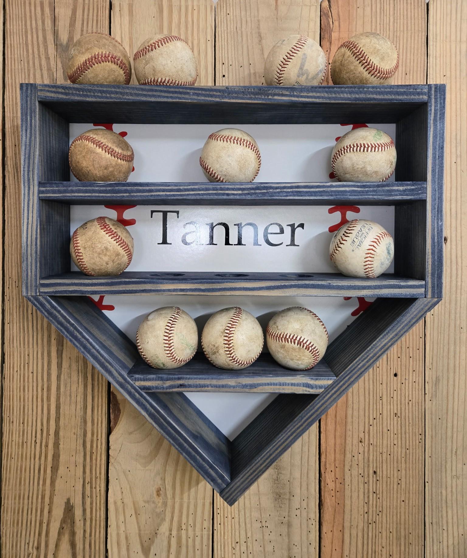 Personalized Baseball Holder ONLY: 18 Ball Display Case, Home Run Decor ...