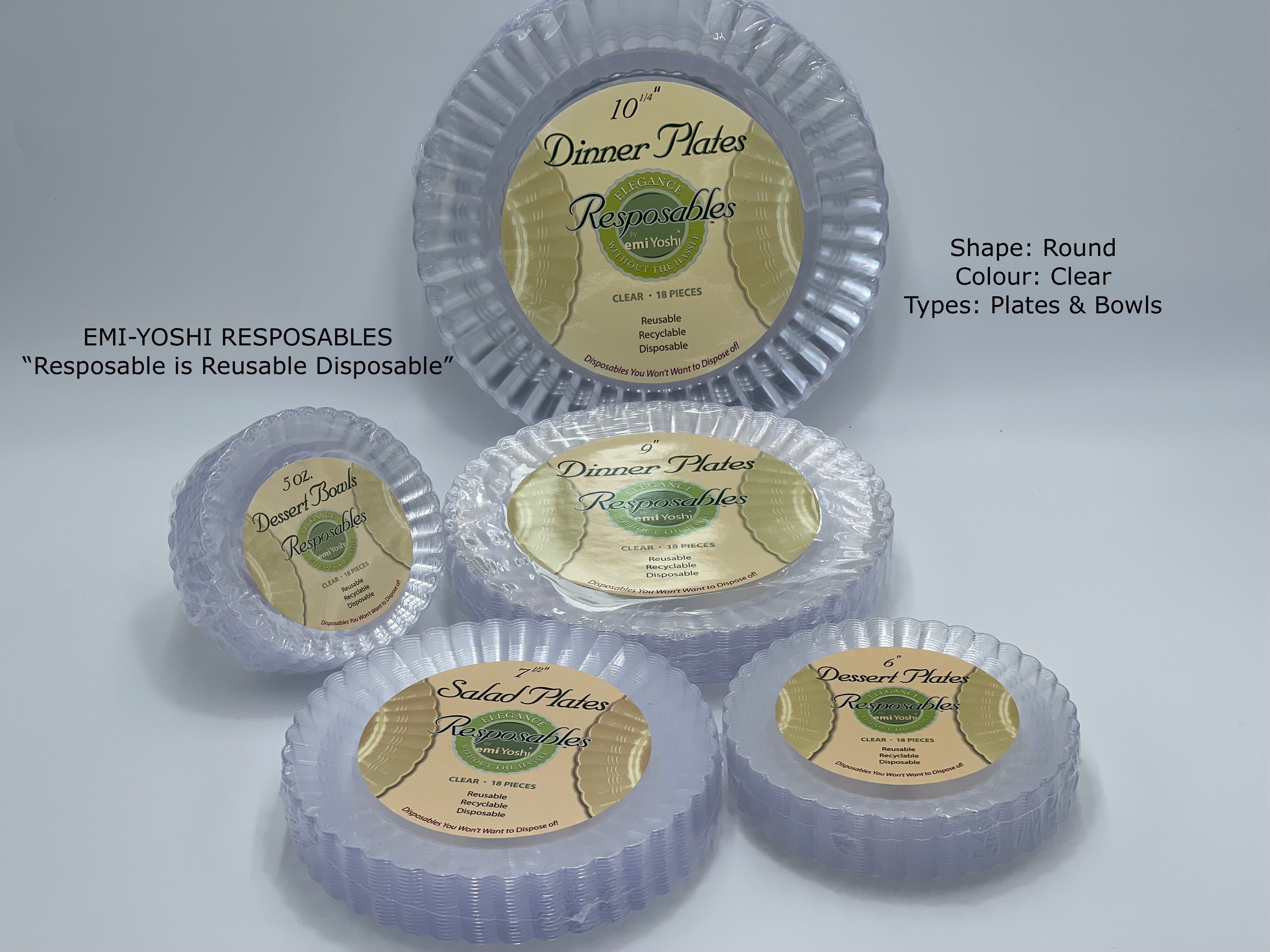 Reusable Disposables by EMI-YOSHI. Plates/bowls. White/clear/black ...
