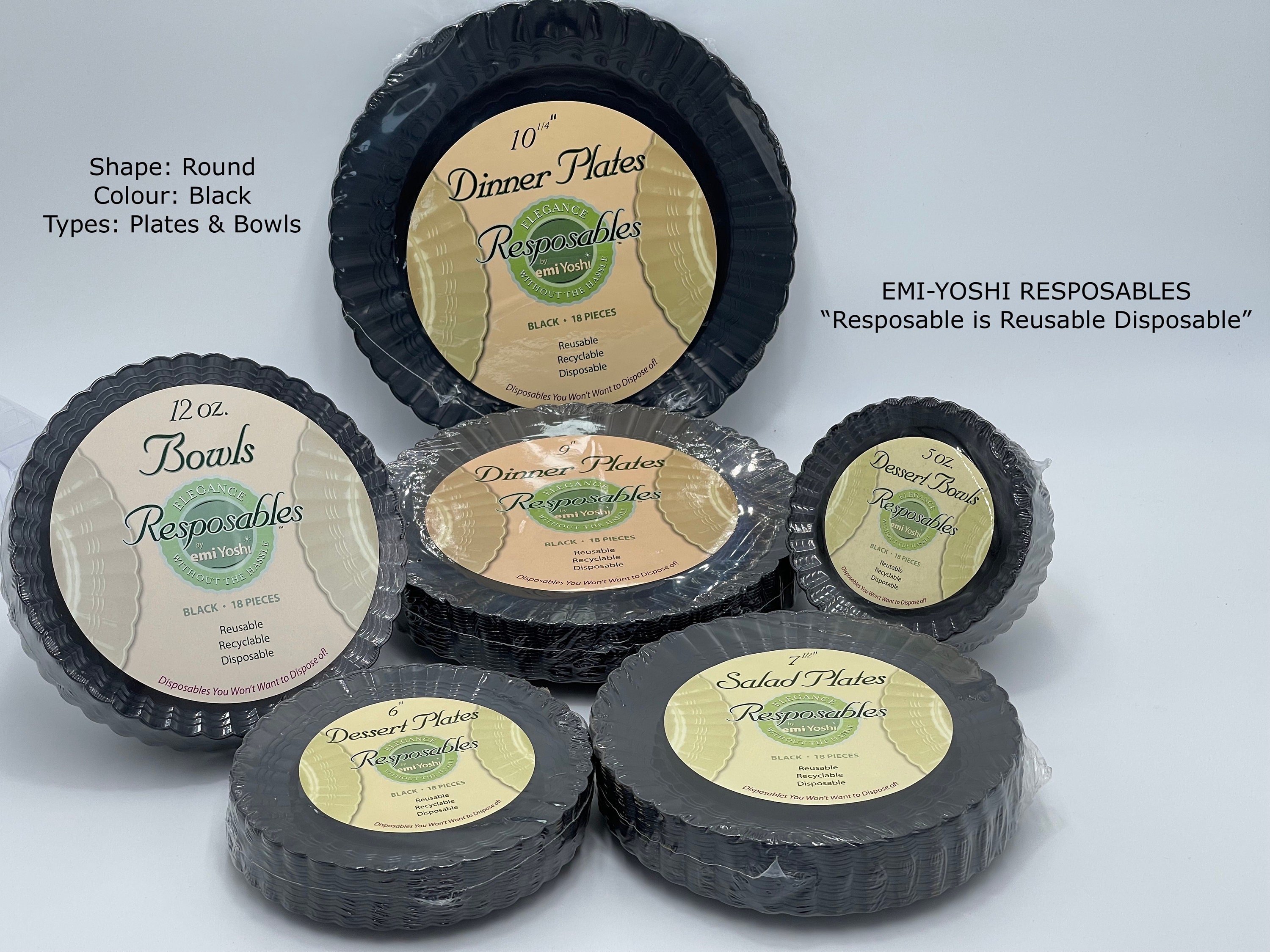 Reusable Disposables by EMI-YOSHI. Plates/bowls. White/clear/black ...