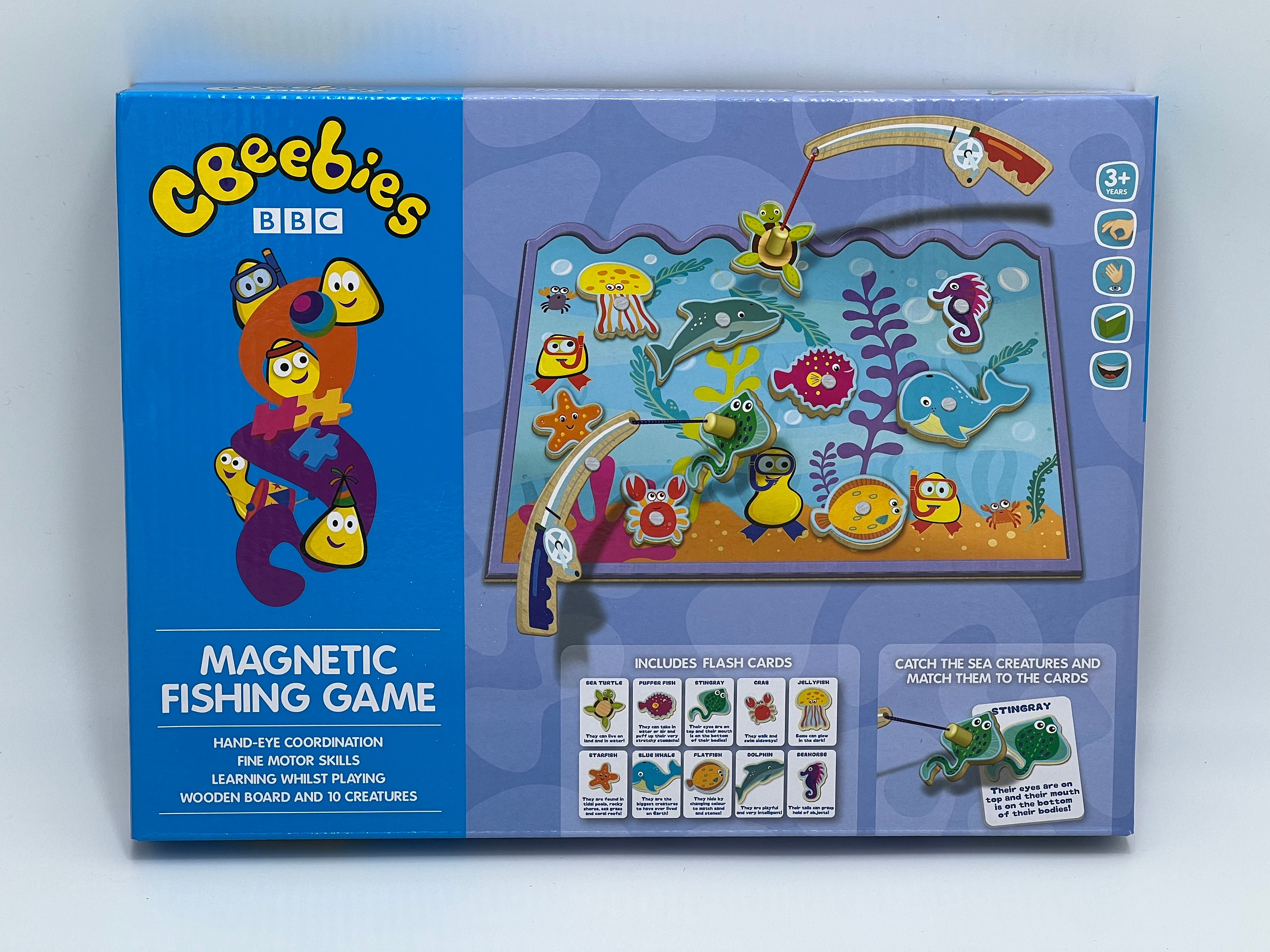 Magnetic Fishing Game. Cbeebies. Wooden Board & Flash Cards. Age 3 NEW ...