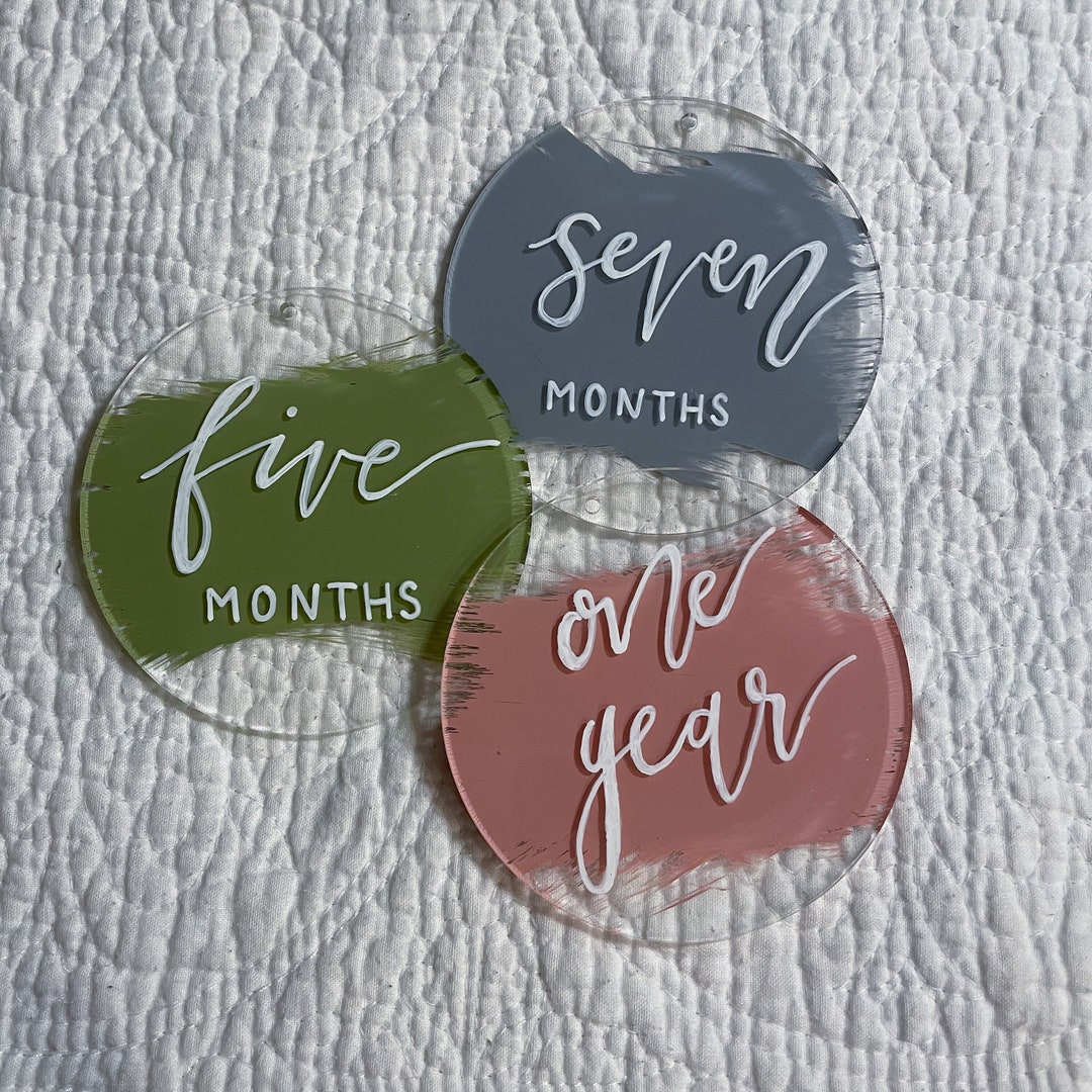 Acrylic Milestone Disc | Painted Acrylic Sign | Baby Milestone Disc ...