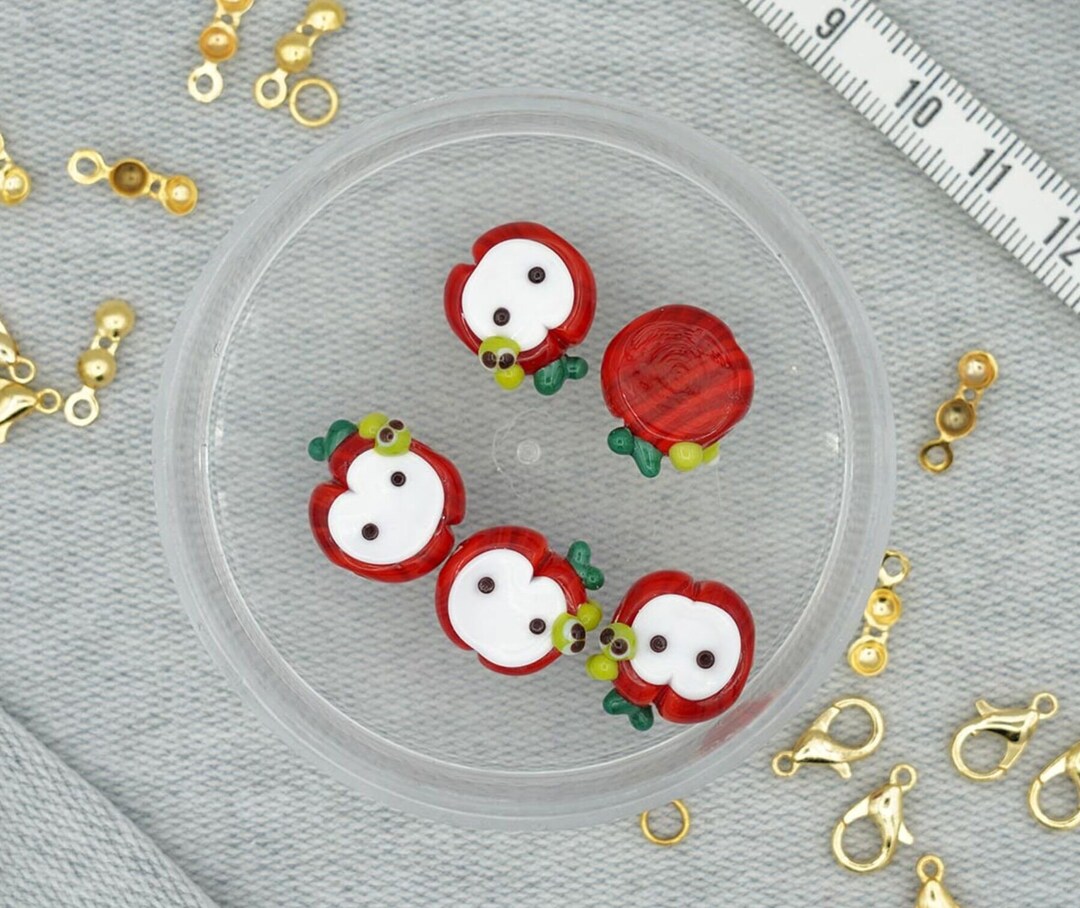 Glass Murano Apple Beads, Holey Glass Beads, Necklace & Bracelet Beads ...