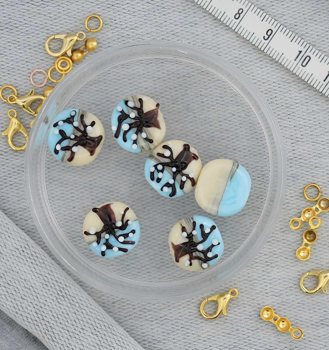 Glass Murano Tree Beads, Holey Glass Beads, Gift for Mom Handmade ...