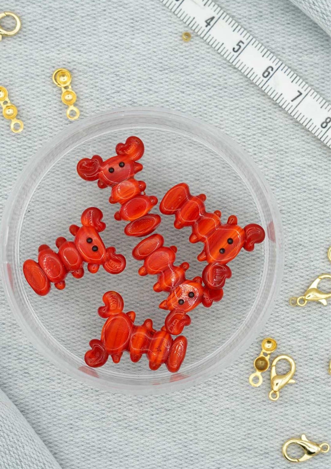 Lobster Shaped Murano Bead, cute Animal Glass Murano Bead,holey Glass ...