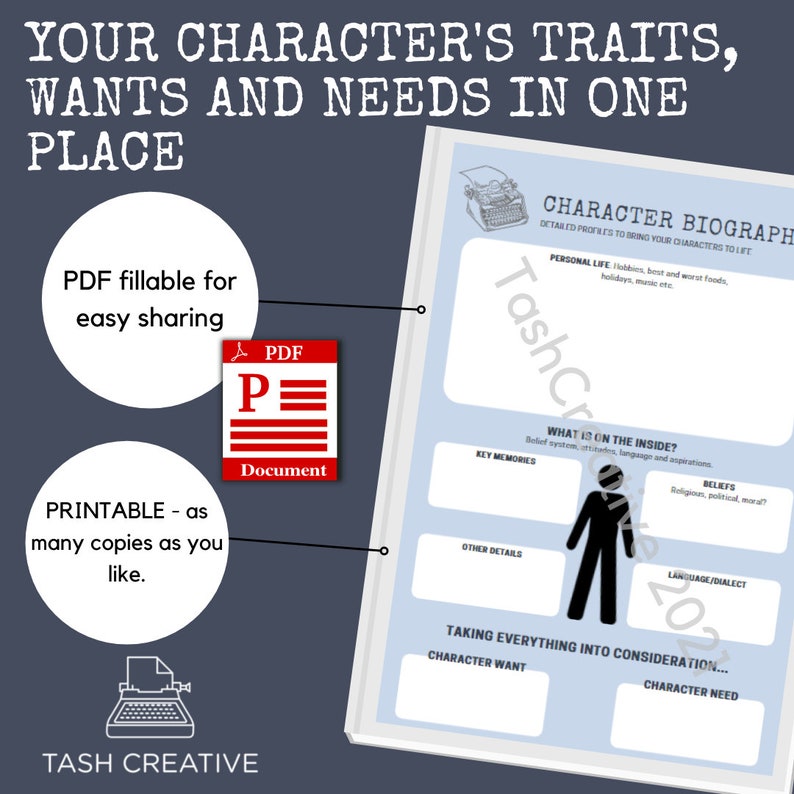 Character Bio Template | Novels, Screenplays and Plays| Character ...