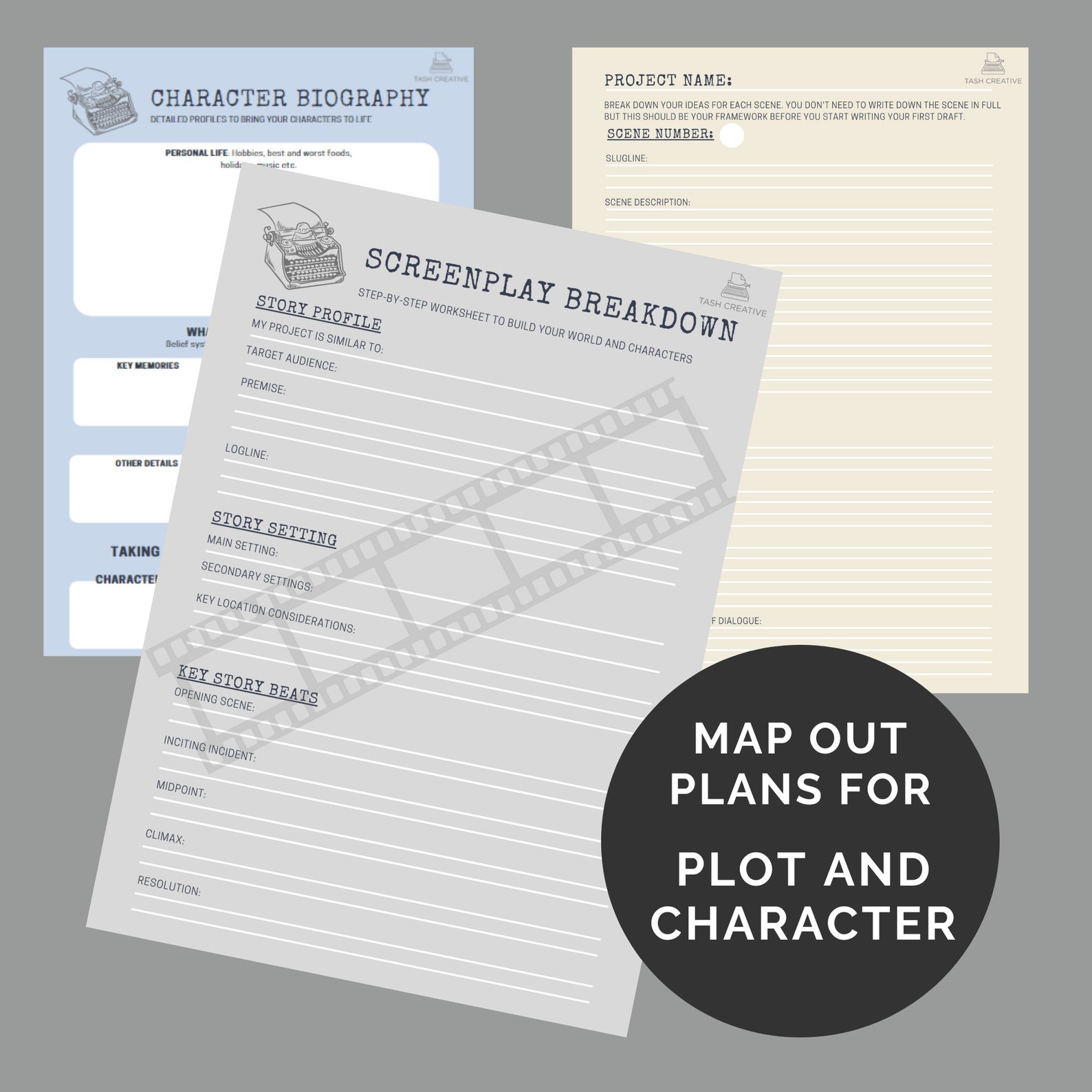 Screenwriting Worksheet Bundle Character Biographies Plot - Etsy