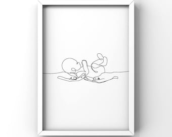 Mother Holding a Baby Print Svg Printable Nursery Line Art - Etsy
