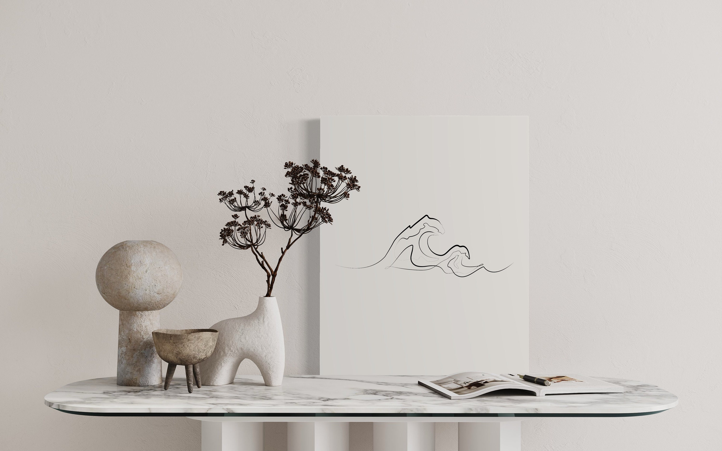 Minimalist Wave Line Art Ocean Wave One Line Drawing Nature - Etsy