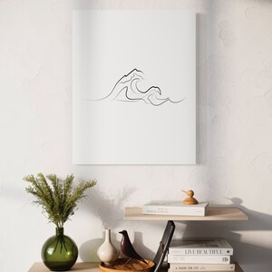 Minimalist Wave Line Art Ocean Wave One Line Drawing Nature Sea Poster ...
