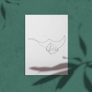Manta One Line Art, SVG Devilfish Line Drawing, Sea Animal Modern Line ...