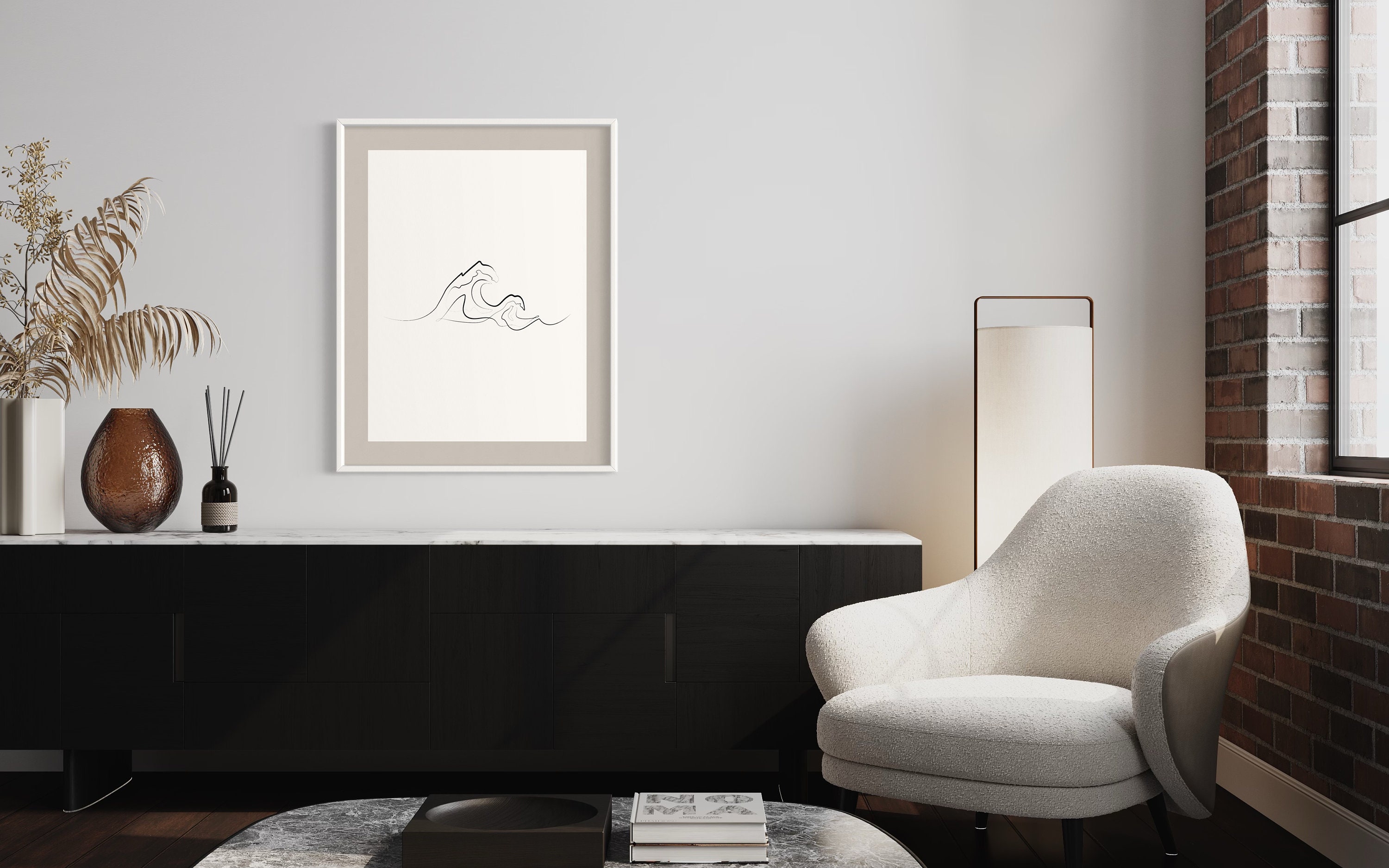 Minimalist Wave Line Art Ocean Wave One Line Drawing Nature - Etsy