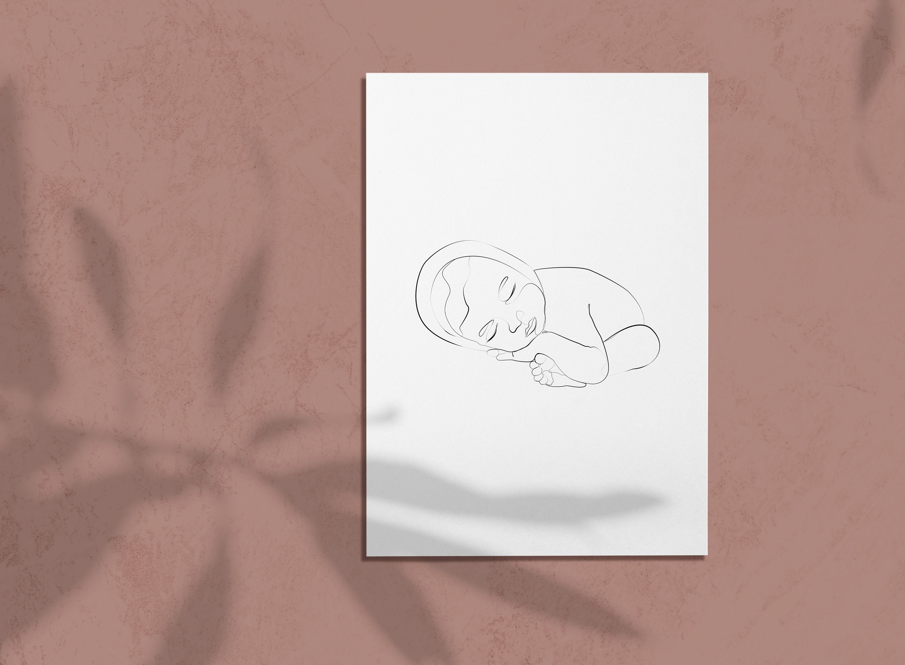 Baby Line Art, Svg Baby Art for Nursery, Minimalist Newborn Artwork ...