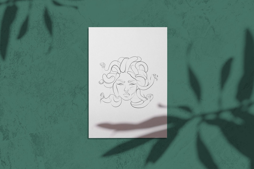 Medusa, Greek Mythology. Svg Minimal Line Female Face, Modern Art ...