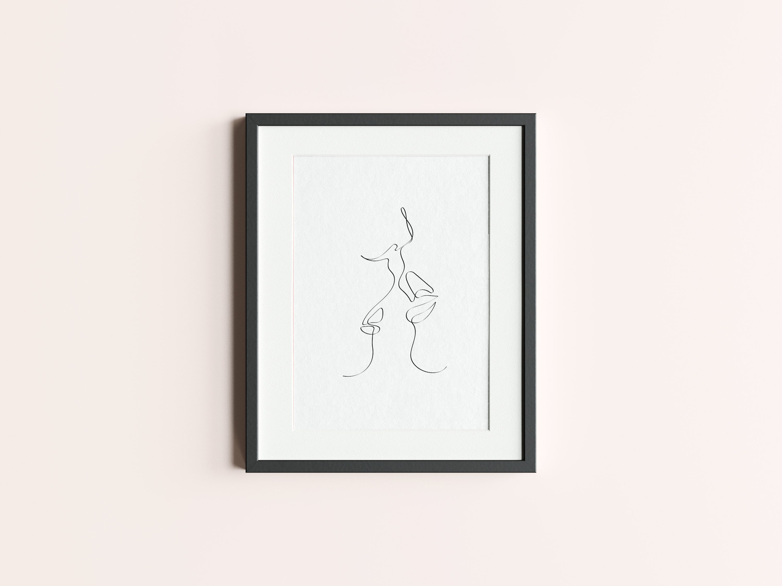 Kissing Line Art Print, Kiss Line Drawing Print, Kissing Print, Kiss ...