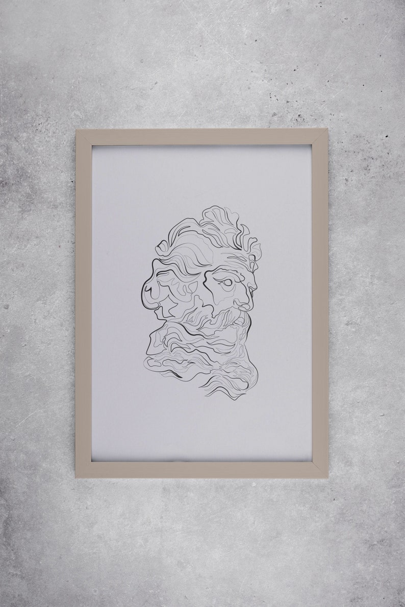 Zeus Greek God Line Work Svg Illustration Renaissance Minimalistic ...