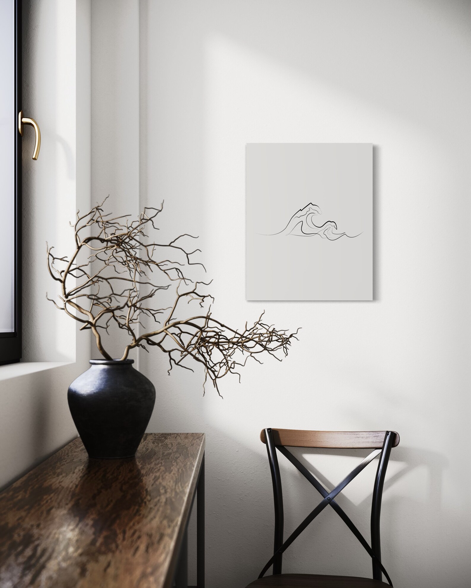 Minimalist Wave Line Art Ocean Wave One Line Drawing Nature Sea Poster ...