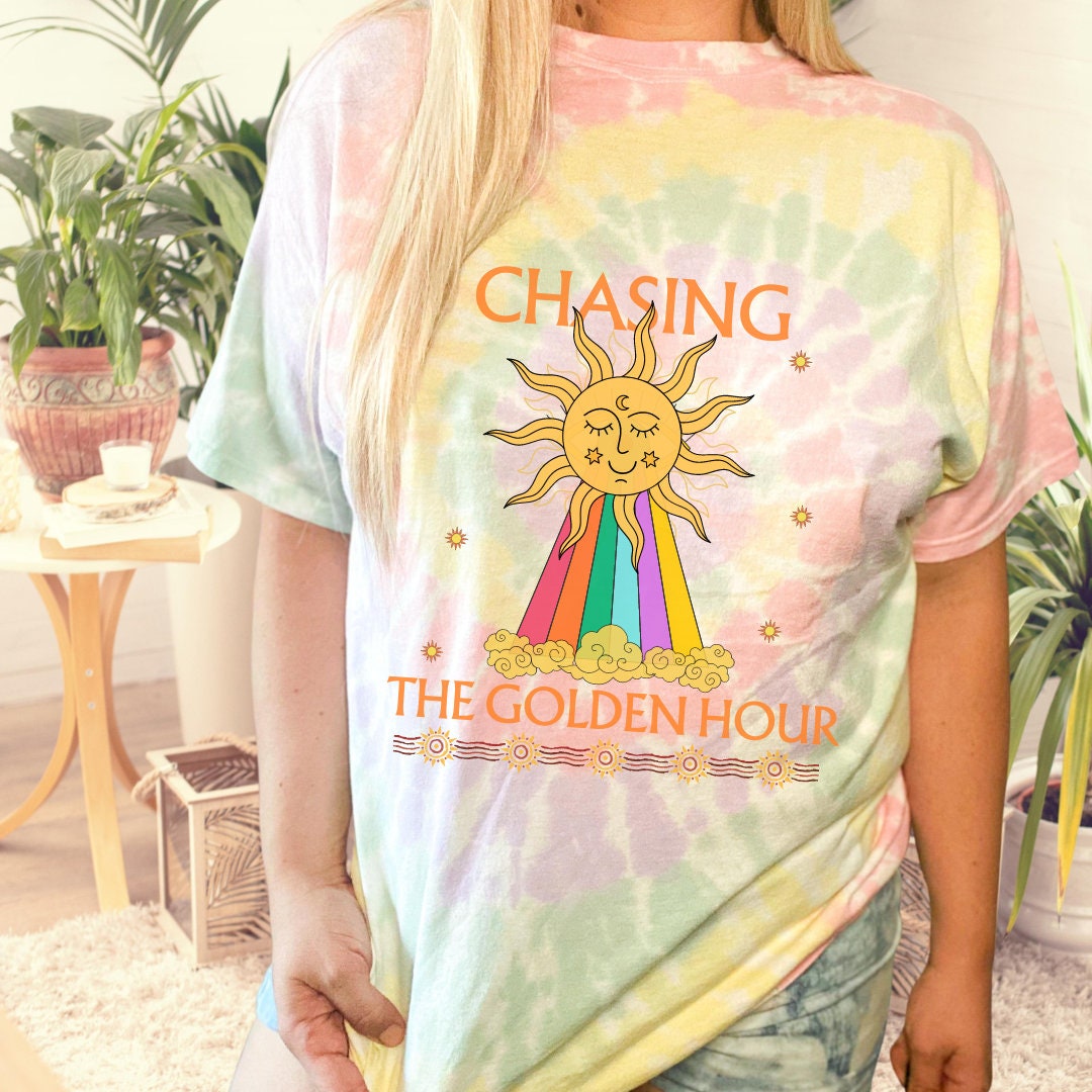 Chasing the Golden Hour Tie Dye Tee Merch Gift for EDM Lover Festival ...
