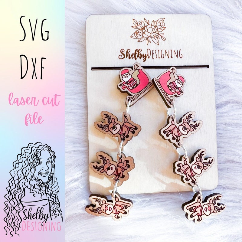 Sleigh Reindeer Earrings - Etsy UK